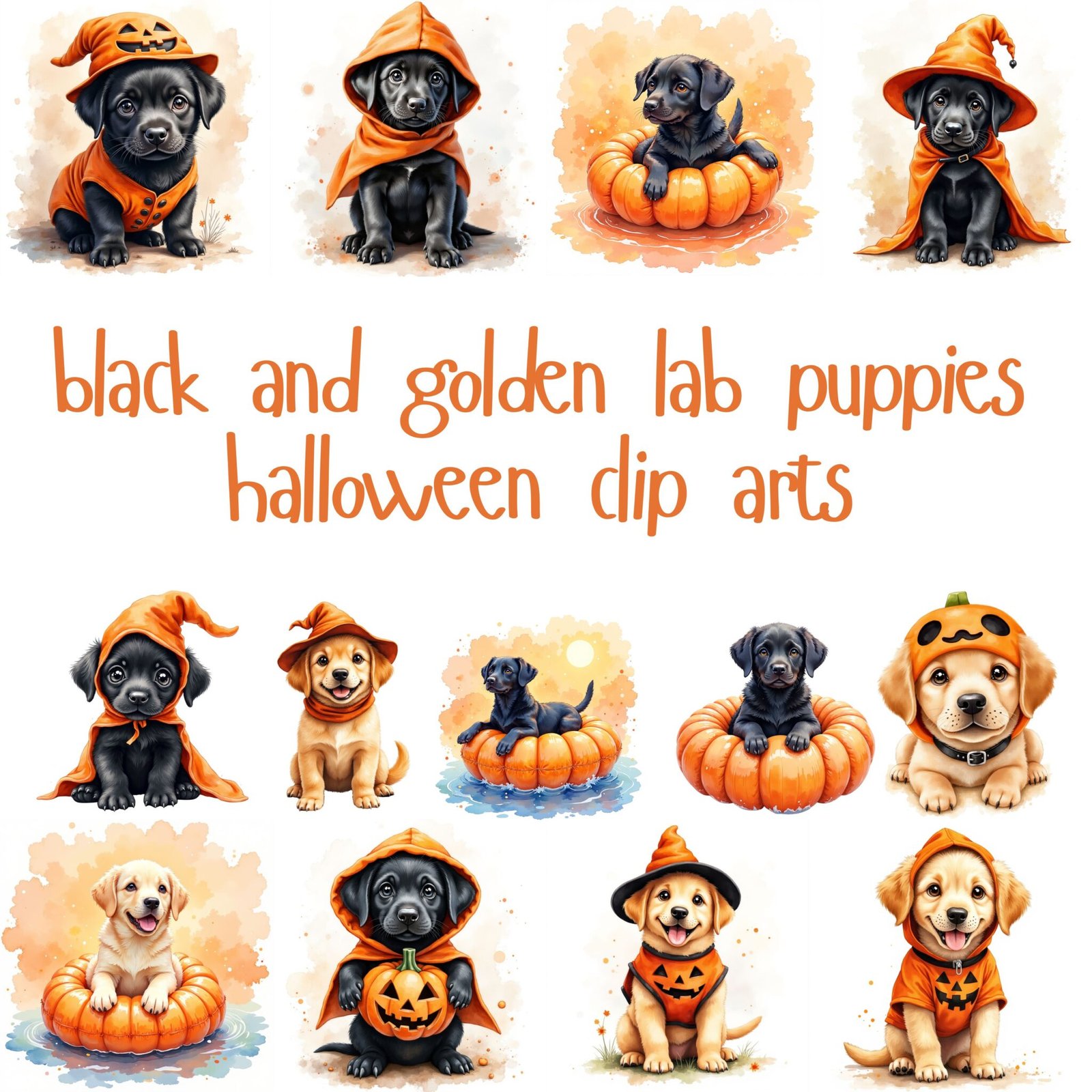 Black And Golden Lab Clip Art Bundle, 44 High-Resolution Copyright-Free ...