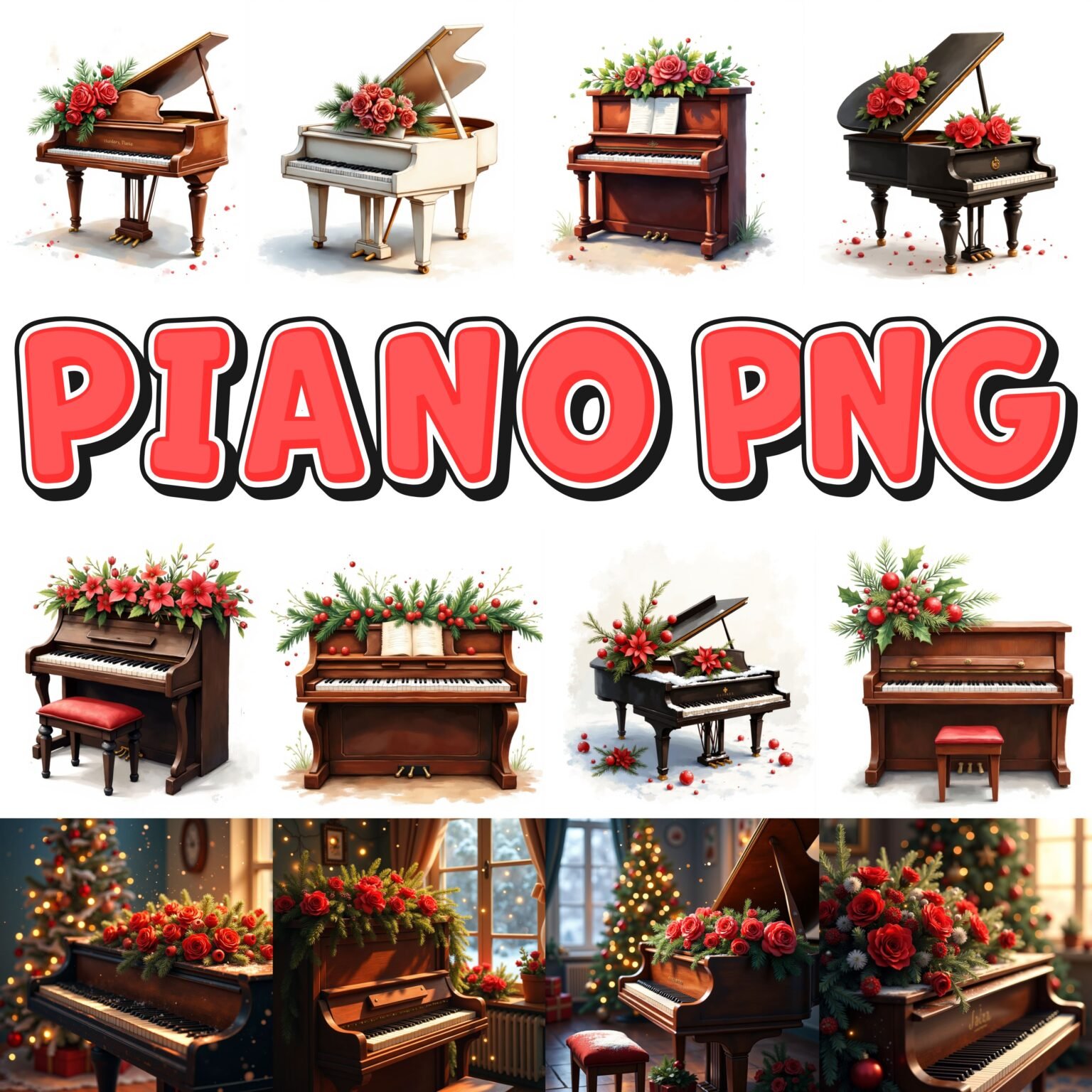 Piano Clip Art Bundle, 52 High-Resolution Copyright-Free PNGs – Clipart ...