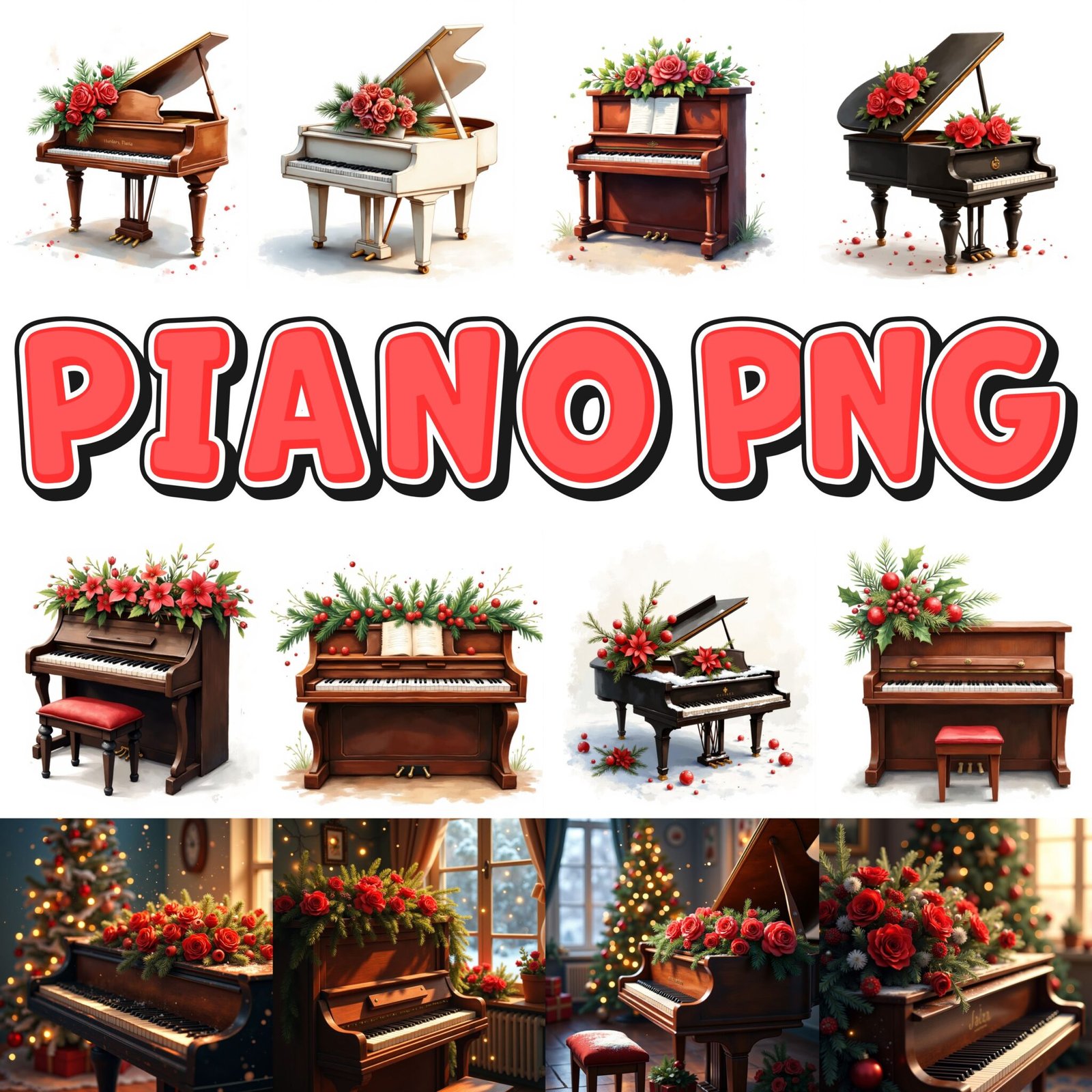 Piano Clip Art Bundle, 52 High-Resolution Copyright-Free PNGs – Clipart ...